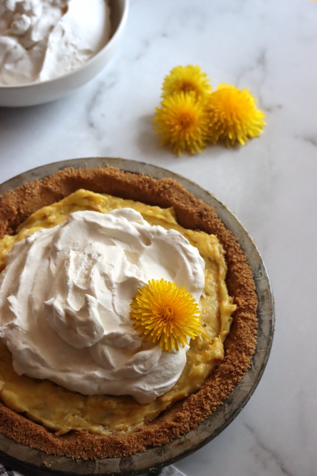 Dandelion Cream Pie (Edible Flower Pie) - Adamant Kitchen