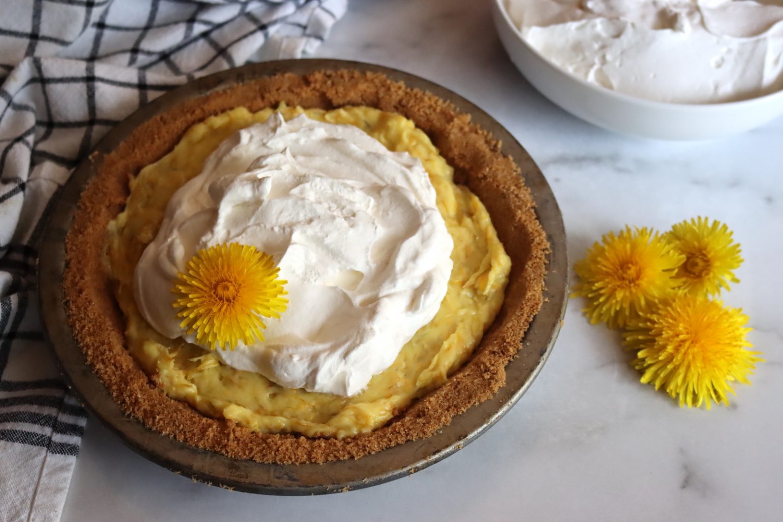 Dandelion Cream Pie (Edible Flower Pie) - Adamant Kitchen