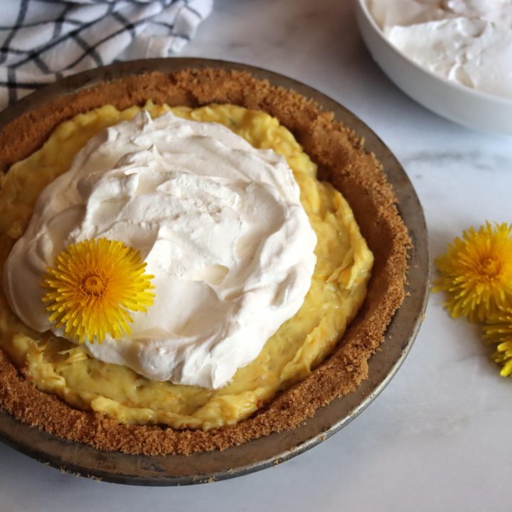 Dandelion Cream Pie (Edible Flower Pie) - Adamant Kitchen