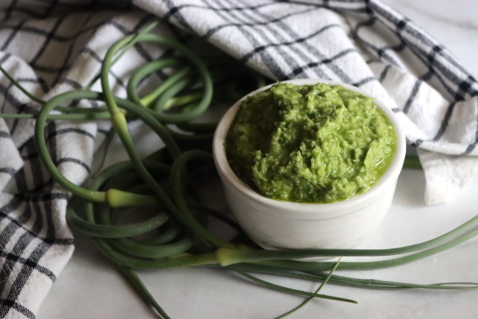 Garlic Scape Pesto - Adamant Kitchen